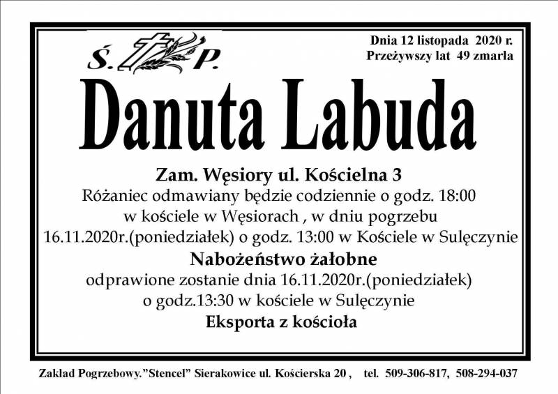 ŚP Danuta Labuda - nekrolog