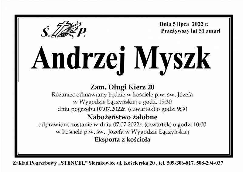 Nekrologi Zakład Pogrzebowy Jan Stencel Kartuzy | Kartuzy.info