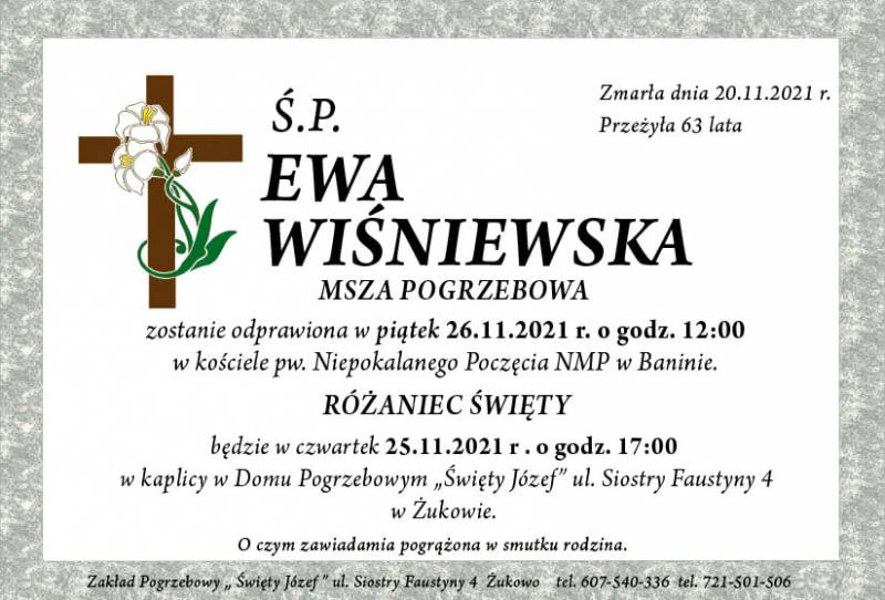 ŚP Ewa Wiśniewska - nekrolog